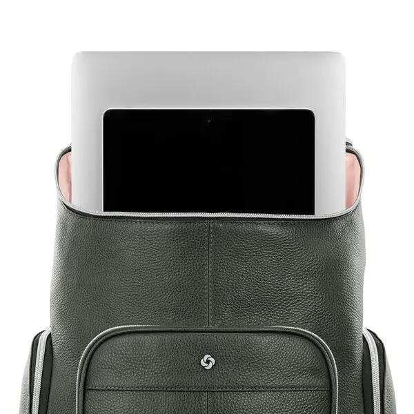 SAMSONITE Leather Deluxe Backpack - Olive
