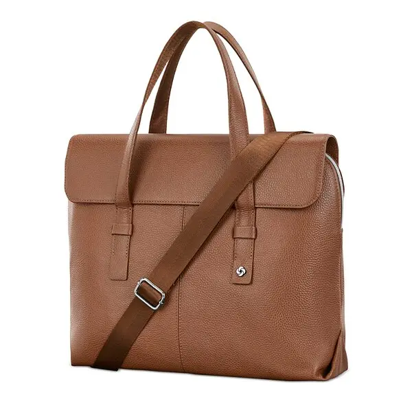 SAMSONITE Leather Convertible Brief - Cognac
