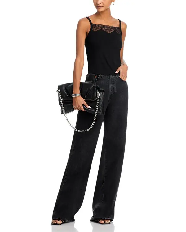 RE/DONE Lace Ribbed Camisole Top