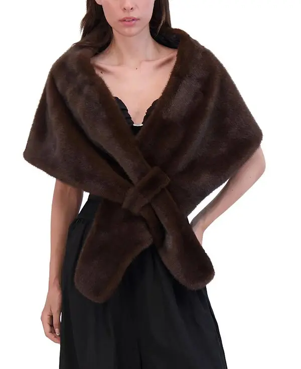 LYLA GRANT Faux Fur Mink Stole - Brown