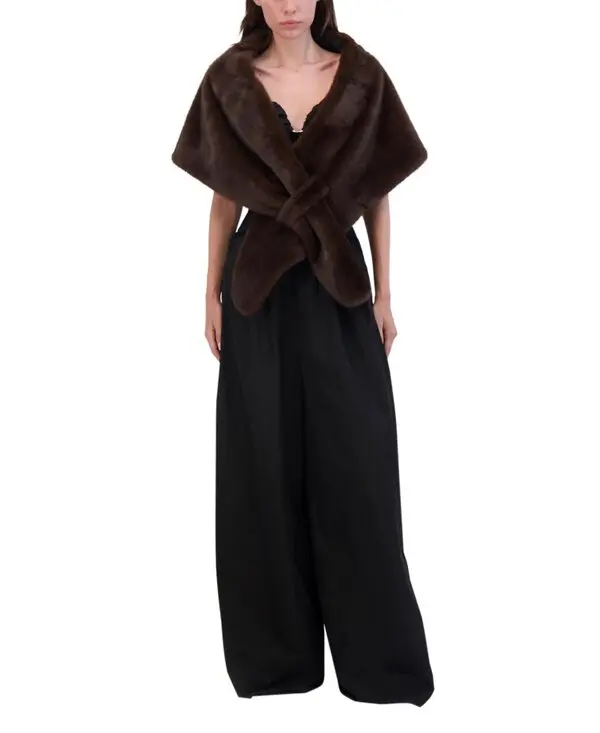 LYLA GRANT Faux Fur Mink Stole - Brown