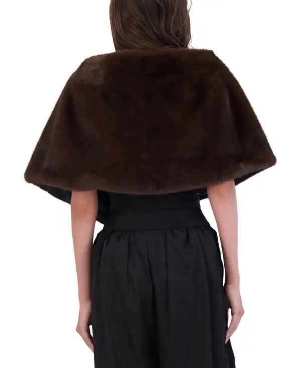 LYLA GRANT Faux Fur Mink Stole - Brown