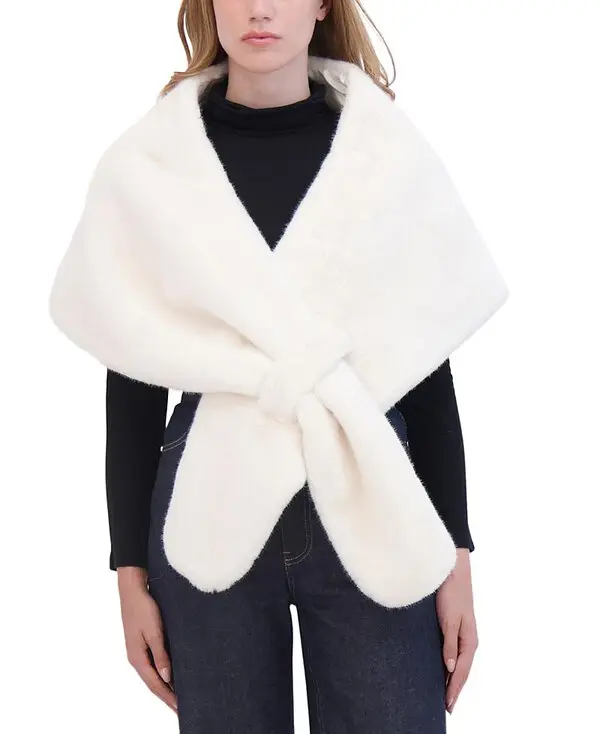LYLA GRANT Faux Fur Mink Stole - White