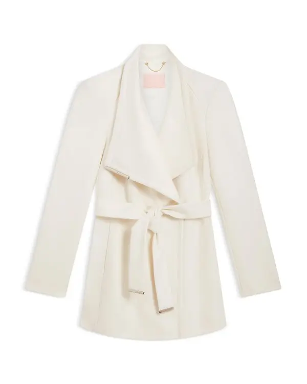 Ted Baker London Rosess Wool Blend Wrap Coat - Ivory