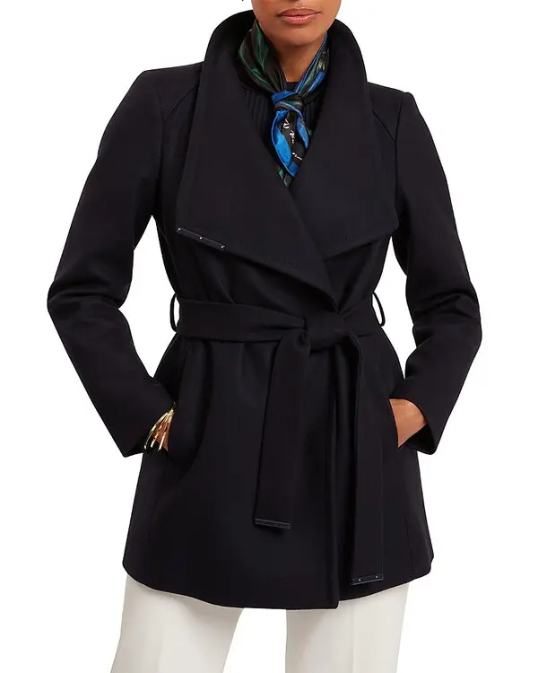 Ted Baker London Rosess Wool Blend Wrap Coat - Navy