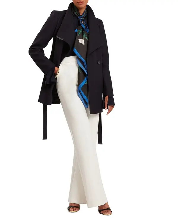 Ted Baker London Rosess Wool Blend Wrap Coat - Navy