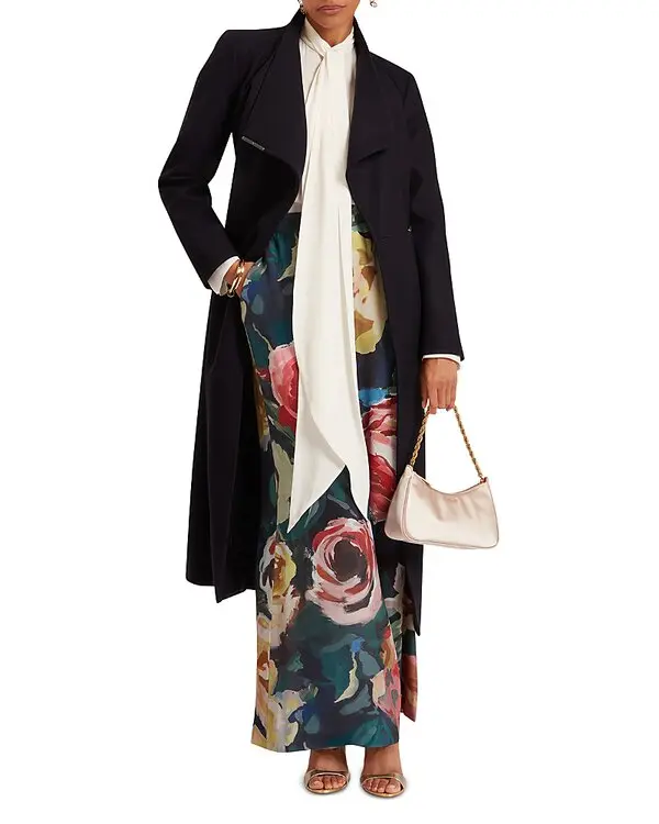 Ted Baker London Rosell Wool Blend Wrap Coat - Navy
