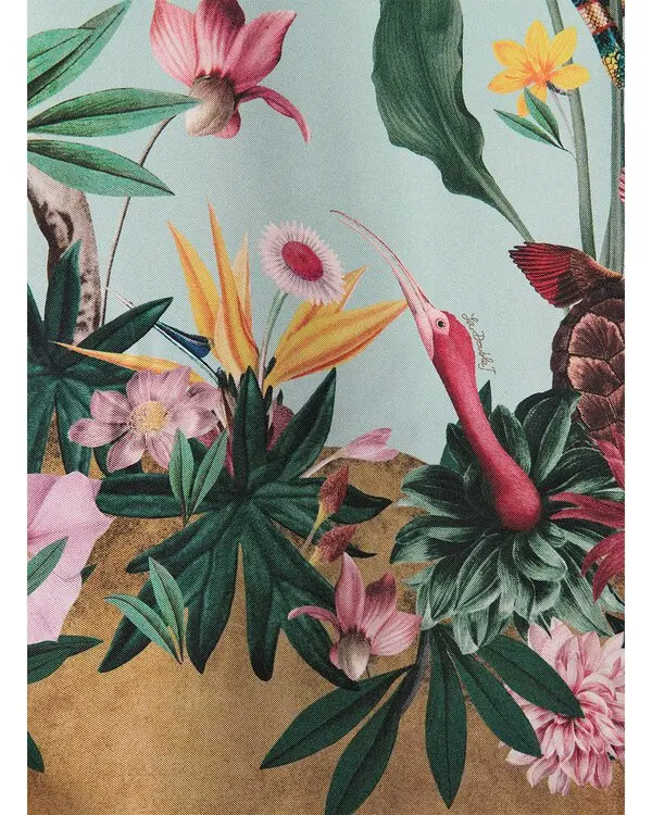 La DoubleJ Silk Dress With Feather Trim - Zooflora Panel