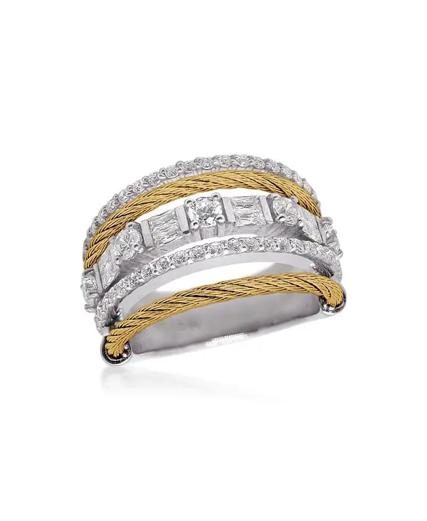 Alor Day Diamonds Wide Band Ring, 1.77 Tcw - Yellow Cable/k White Gold