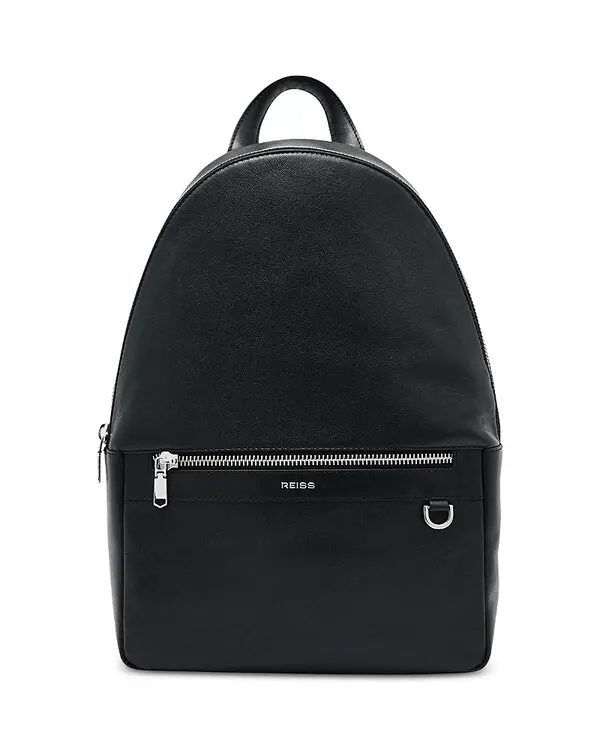 REISS Micro Grain Leather Backpack - Black