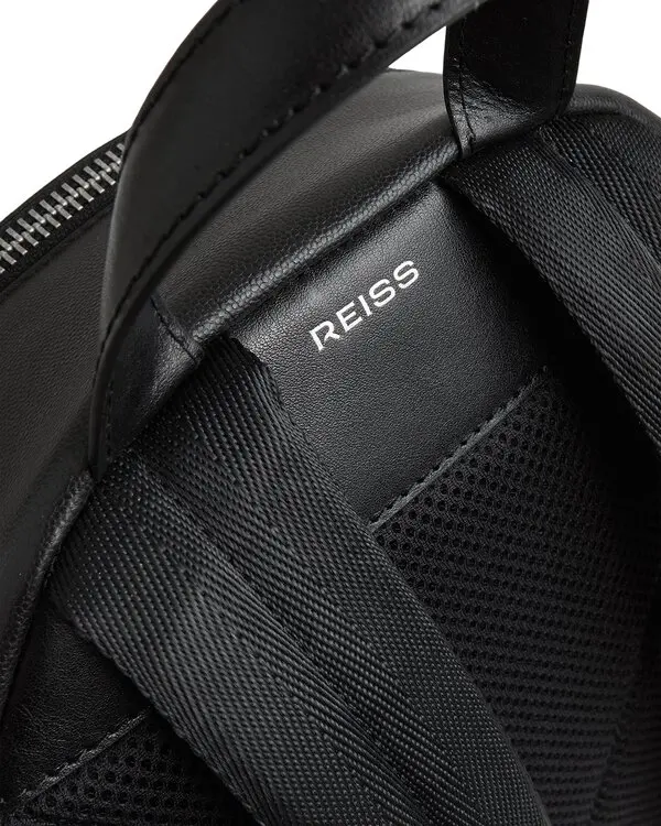 REISS Micro Grain Leather Backpack - Black