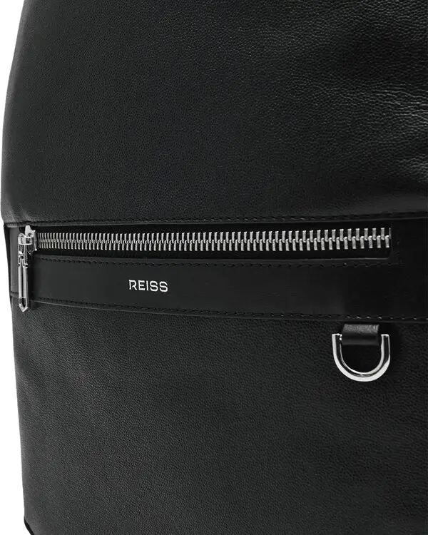 REISS Micro Grain Leather Backpack - Black
