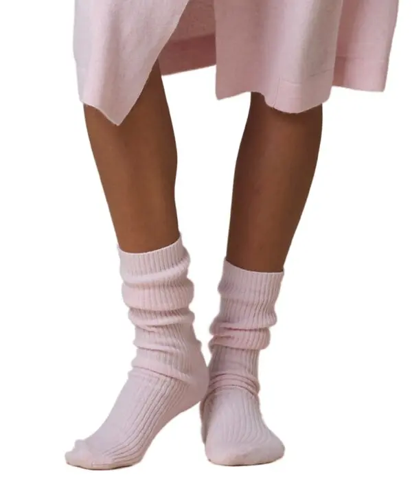 KIP Merino Cashmere Sleep Socks - Pink Peony