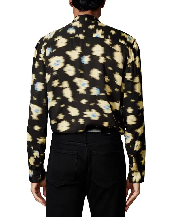 REISS Faded Floral Print Long Sleeve Shirt
