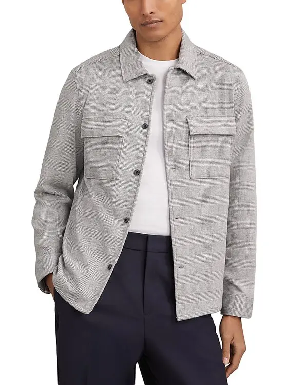 REISS Jersey Check Twin Pocket Jacket