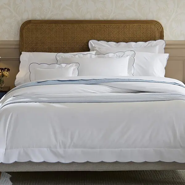 SFERRA Limana Scalloped Euro Sham - White/sea