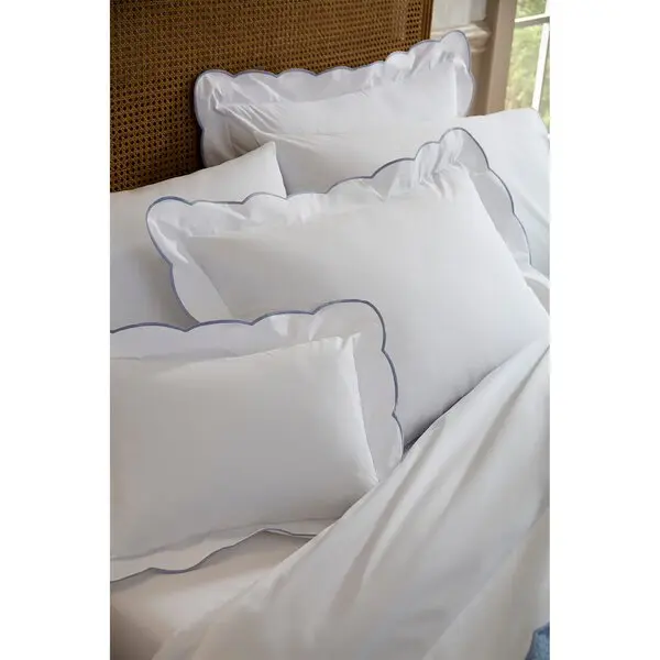SFERRA Limana Scalloped Euro Sham - White/sea