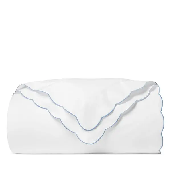 SFERRA Limana Scalloped Duvet Cover, Twin - White/sea