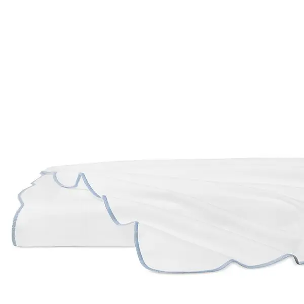 SFERRA Limana Scalloped Flat Sheet, Twin - White/sea