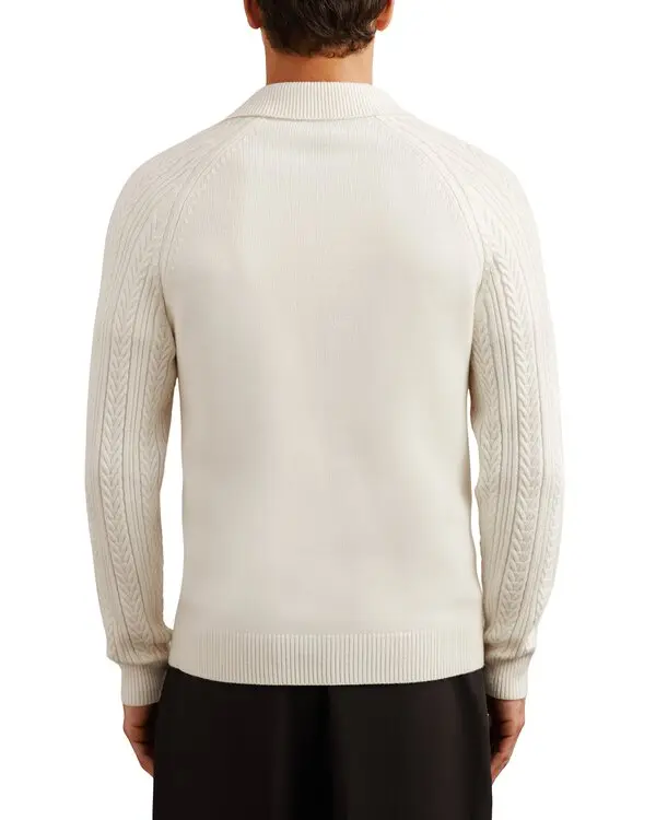 REISS Half Button Cable Knit Jumper