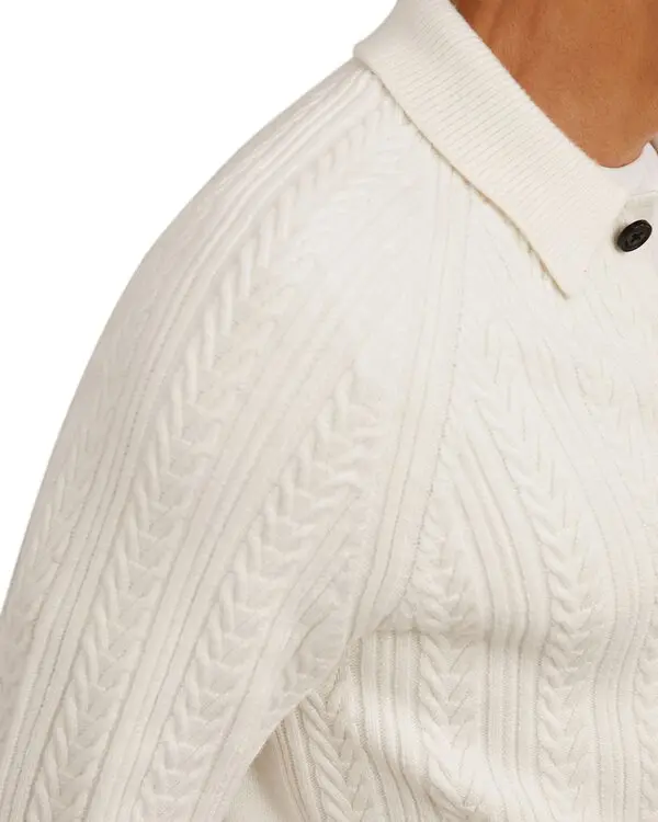 REISS Half Button Cable Knit Jumper