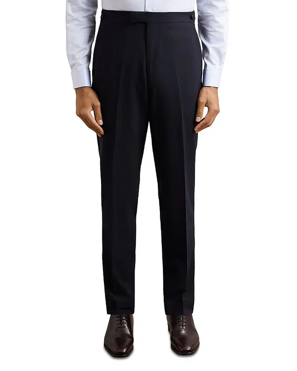 REISS Textured Weave Slim Fit Trousers - Navy