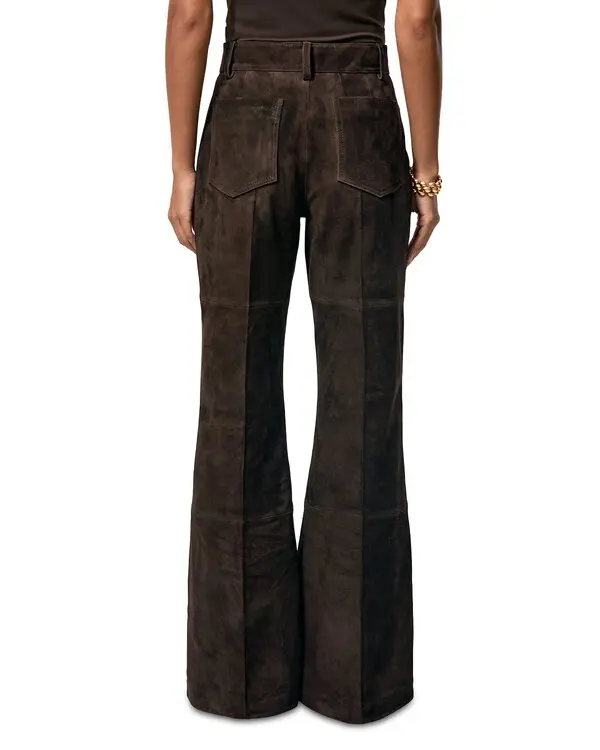 REISS High Rise Suede Flare Leg Trousers