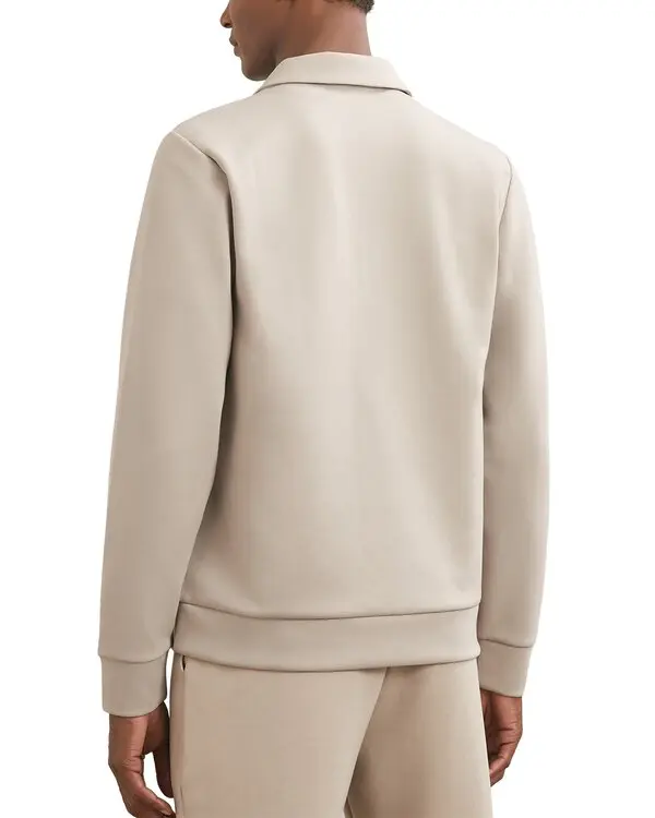 REISS Interlock Half Zip Sweater - Stone