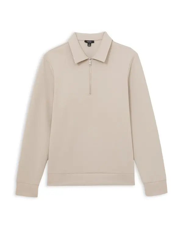 REISS Interlock Half Zip Sweater - Stone