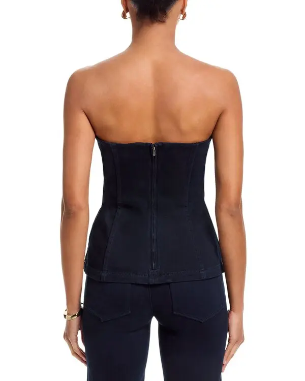 Paige Ronan Strapless Denim Top With Gold-tone Buttons - Control