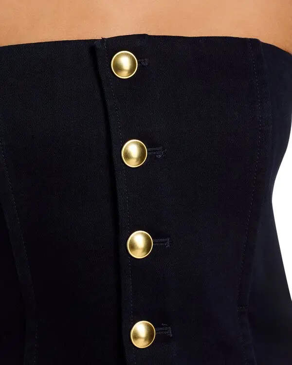 Paige Ronan Strapless Denim Top With Gold-tone Buttons - Control