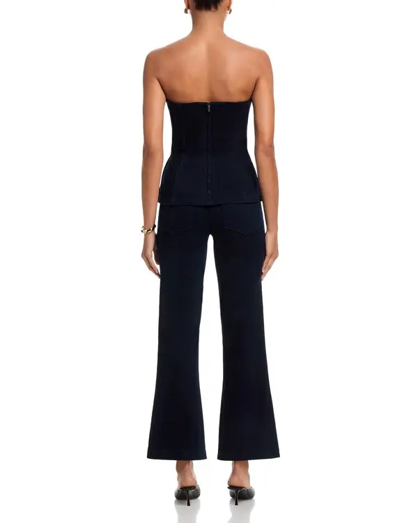Paige Ronan Strapless Denim Top With Gold-tone Buttons - Control