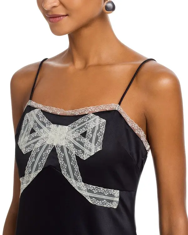 LoveShackFancy Isolie Lace Bow Crepe Maxi Dress - Black