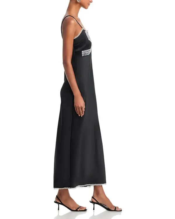LoveShackFancy Isolie Lace Bow Crepe Maxi Dress - Black
