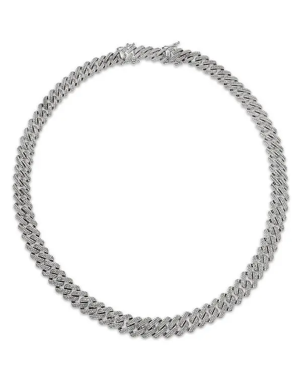 Bloomingdale'S Luxe Collection Diamond Cuban Link Tennis Necklace In 14k Gold 5.0 Tcw - White Gold