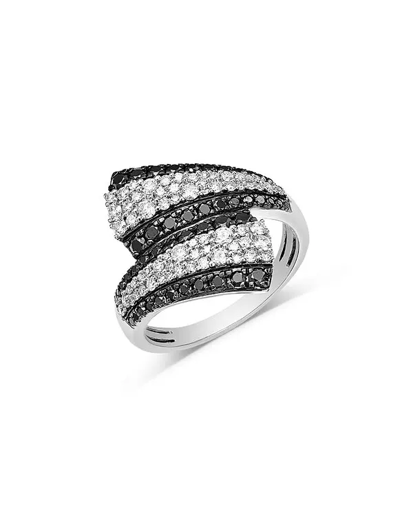 Bloomingdale'S 14k Black And White Diamond Bypass Ring 1.0 Tcw - White Gold
