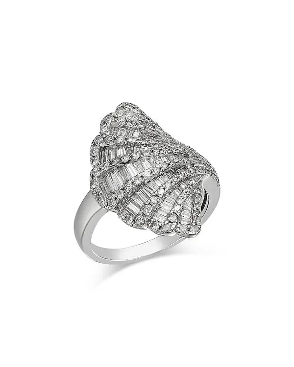 Bloomingdale'S 14k Diamond Round & Baguette Fan Ring, 1.50 Tcw - White Gold