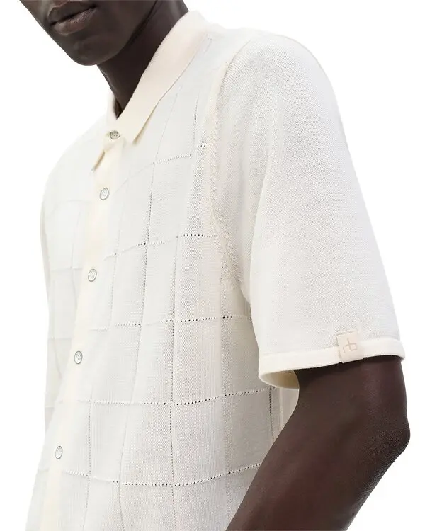 Rag & Bone Dalton Window Pane Short Sleeve Shirt - Ivory
