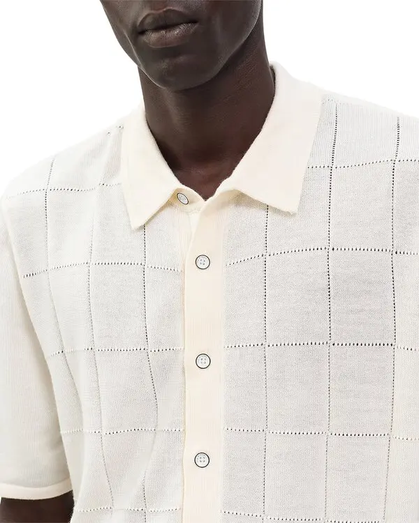 Rag & Bone Dalton Window Pane Short Sleeve Shirt - Ivory