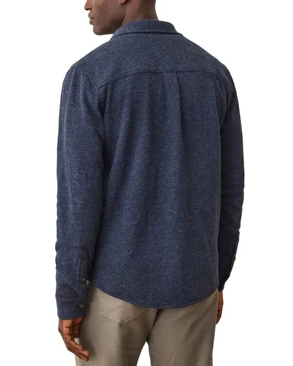 Marine Layer Pacifica Stretch Twill Overshirt - Navy Herringbone