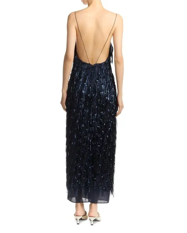 Stella McCartney Lurex Tinsel Slip Dress - Navy