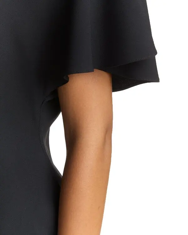 Stella McCartney V-neck Satin Midi Dress With Draped Sleeves - Black
