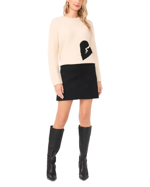 Vince Camuto Heart Motif Crewneck Sweater