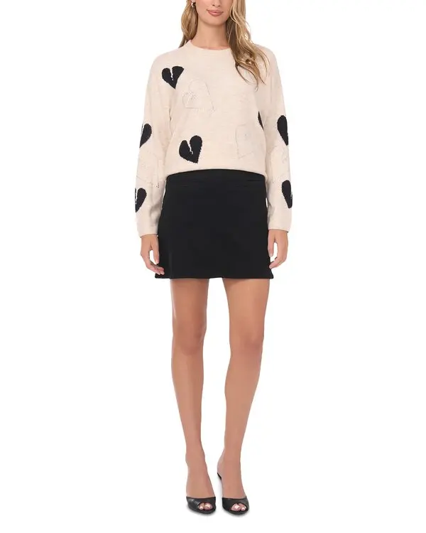 Vince Camuto Many Hearts Crewneck Sweater