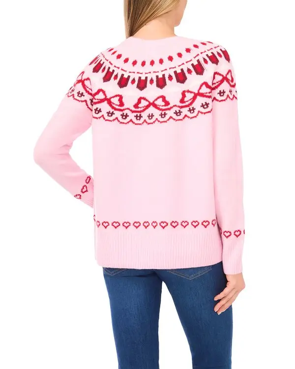 CECE DUPRAZ Bow Fair Isle Raglan Sleeve Sweater