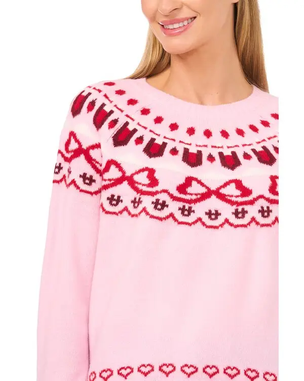 CECE DUPRAZ Bow Fair Isle Raglan Sleeve Sweater
