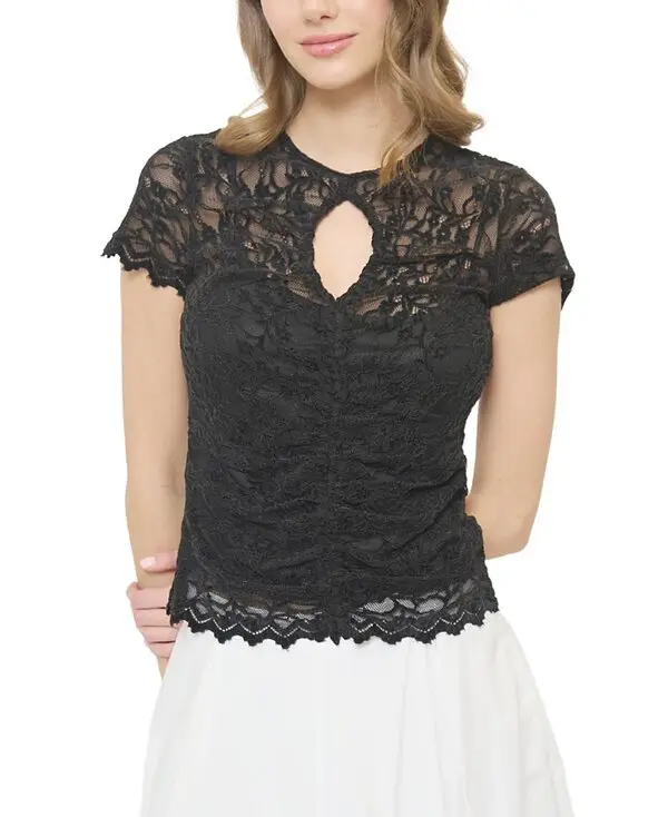 Central Park West Stella Ruched Lace Top