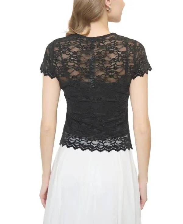 Central Park West Stella Ruched Lace Top