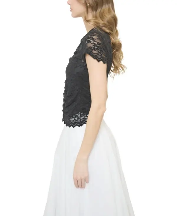 Central Park West Stella Ruched Lace Top