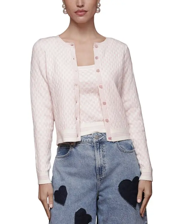 Avec Les Filles Long Sleeve Cardigan And Tank Set